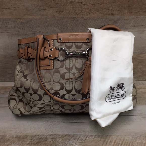 Coach | Bags | Coach Hampton Carryall Satchel Tote Monogram And Braided ...